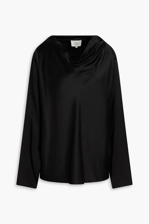 Loulou De Saison Riddy Draped Satin Blouse - Black