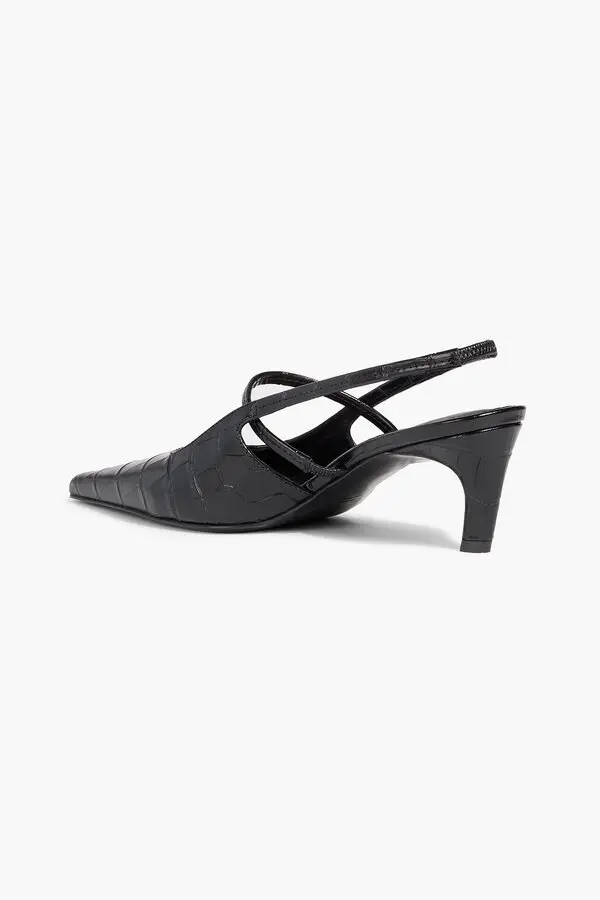 TOTEME Sharp Croceffect Leather Slingback Pumps