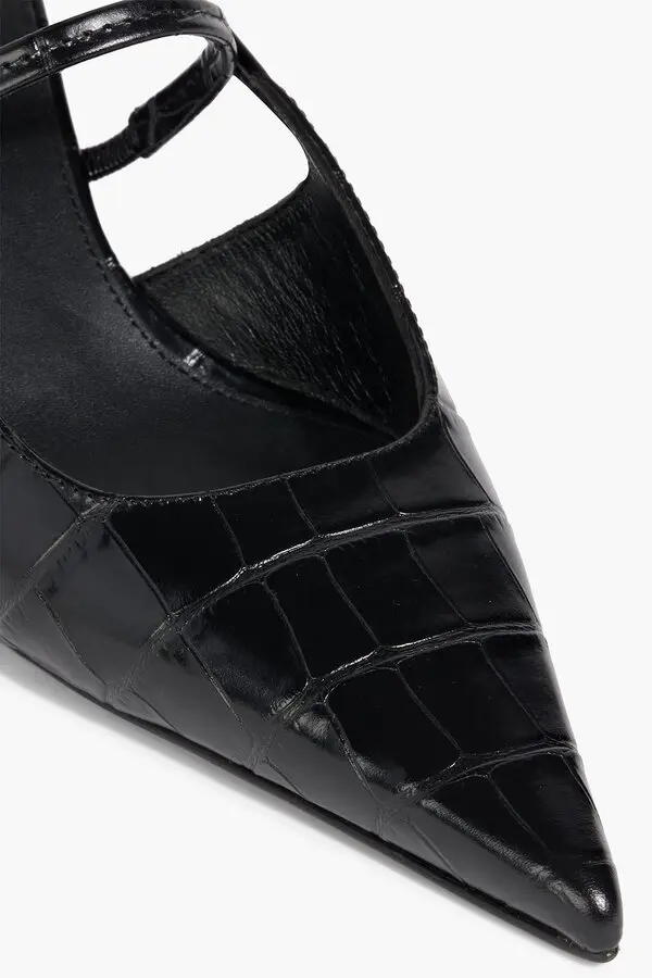 TOTEME Sharp Croceffect Leather Slingback Pumps