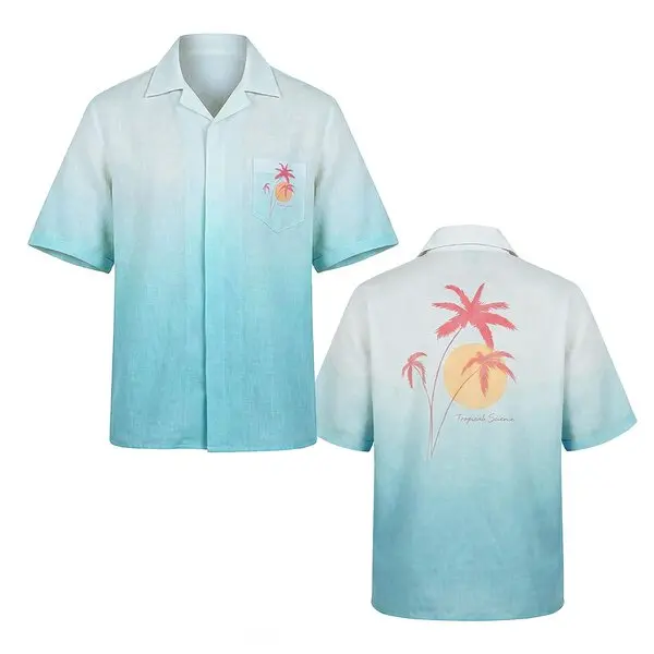 Loveist Store Blue / Green Larc Short Sleeve Shirt Fit - Blue/green