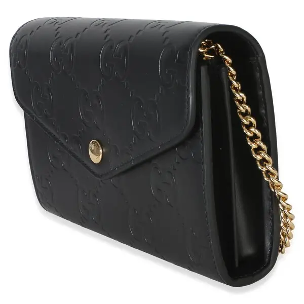 Gucci Calfskin Gg Debossed Chain Wallet