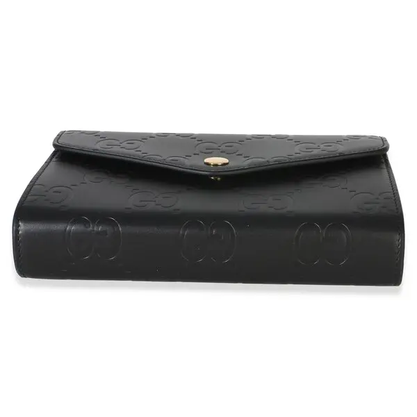 Gucci Calfskin Gg Debossed Chain Wallet