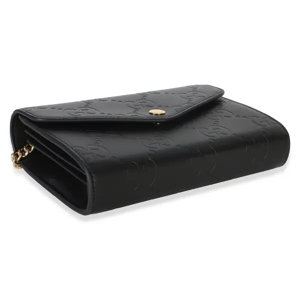 Gucci Calfskin Gg Debossed Chain Wallet