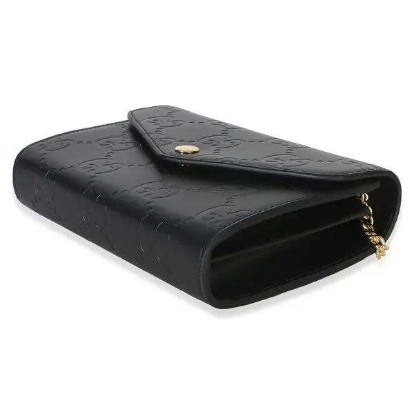 Gucci Calfskin Gg Debossed Chain Wallet