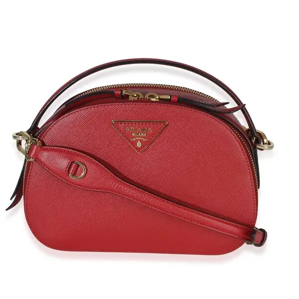Prada Saffiano Lux Odette Top Handle Bag - Red