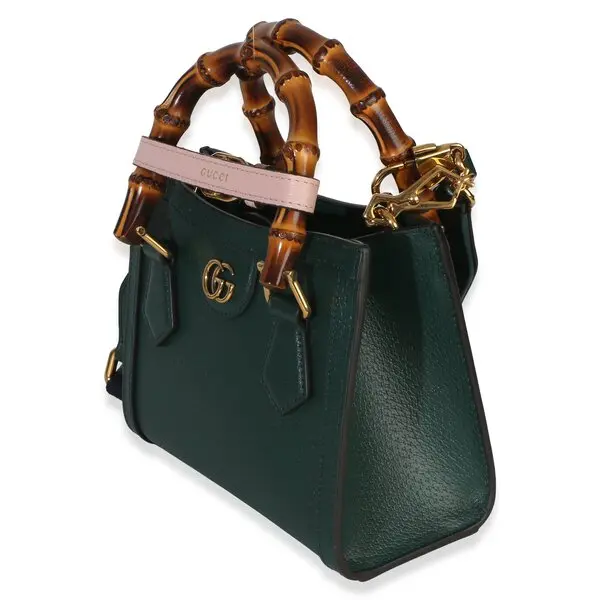 Gucci Dark Textured Dollar Calfskin Diana Bamboo Top Handle Bag