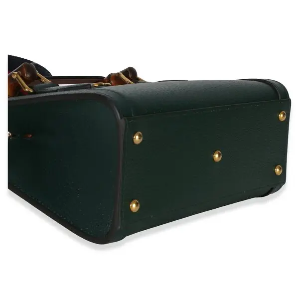 Gucci Dark Textured Dollar Calfskin Diana Bamboo Top Handle Bag