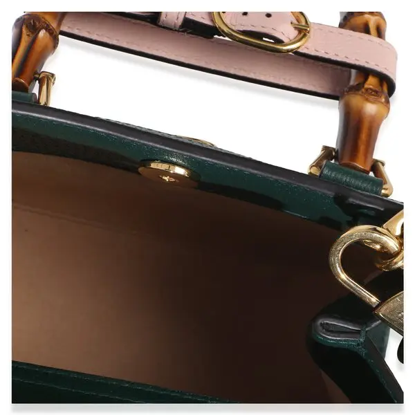 Gucci Dark Textured Dollar Calfskin Diana Bamboo Top Handle Bag