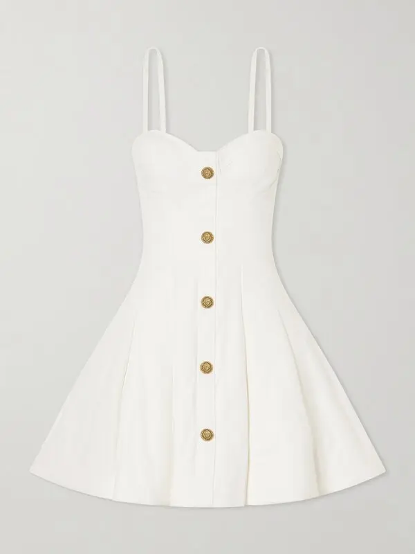 Balmain Quilted Denim Bustier Mini Dress