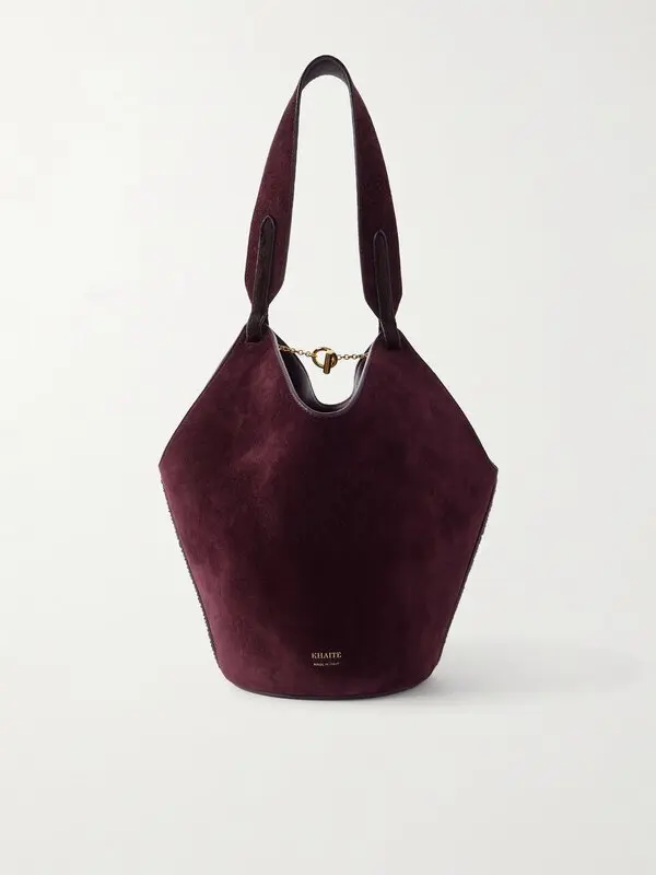 Khaite Lotus Calf Hair Mini Bag - Burgundy