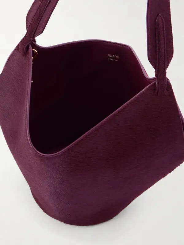 Khaite Lotus Calf Hair Mini Bag - Burgundy