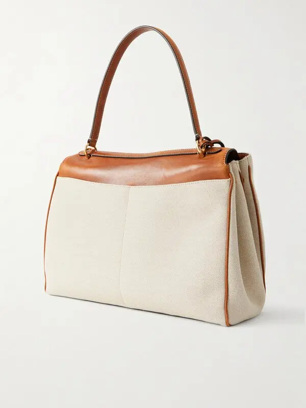 Balenciaga Rodeo Leather-trimmed Canvas Shoulder Bag - Neutrals