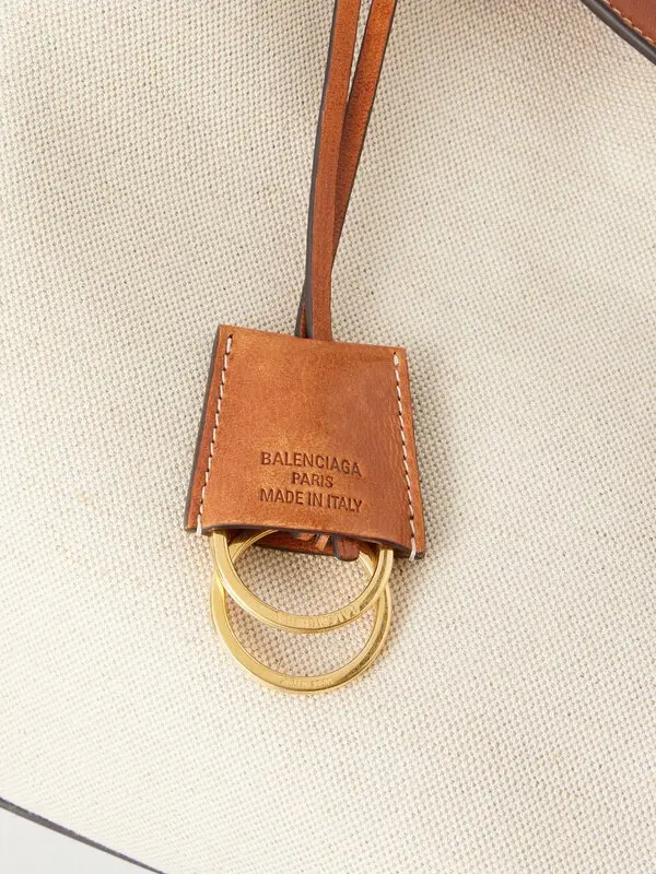 Balenciaga Rodeo Leather-trimmed Canvas Shoulder Bag - Neutrals