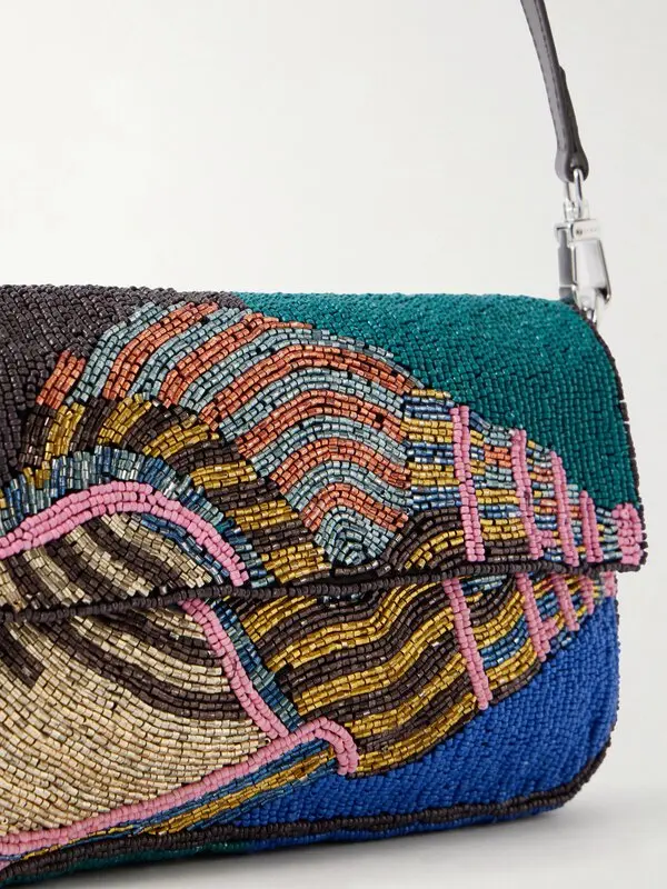 Staud Timmy Beaded Leather Shoulder Bag
