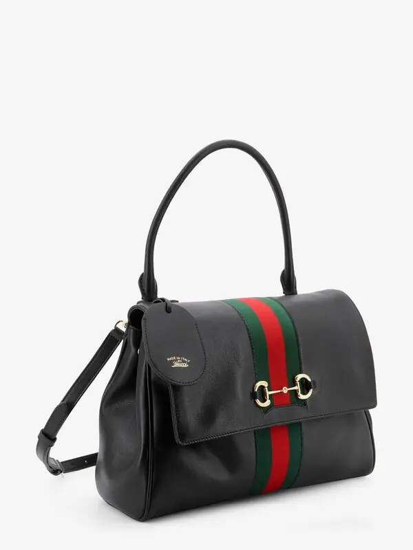 Gucci Paparazzo Leather Handbag With Web Detail - Black