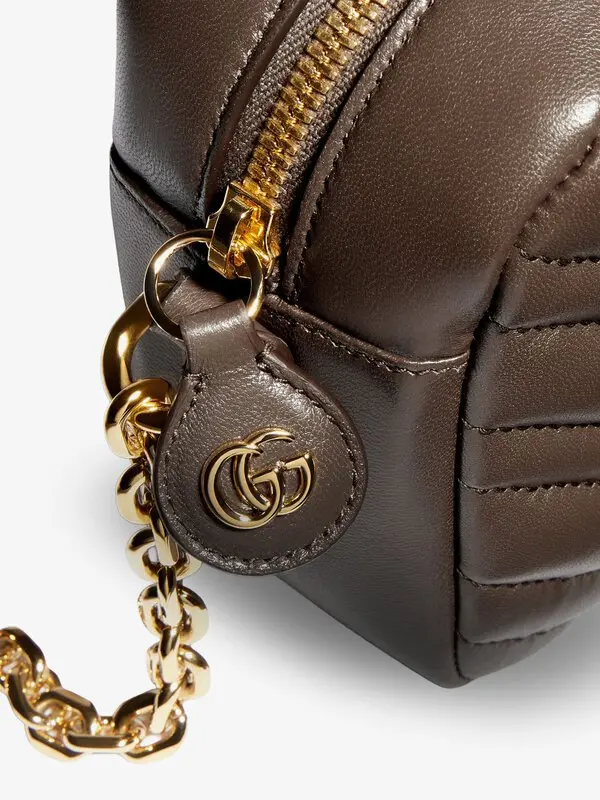Gucci Gg Marmont Camera Bag In Quilted Leather - Brown
