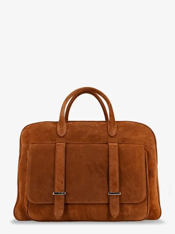 ORTIGNI Suede Travel Bag With Adjustable Shoulder Strap - Brown