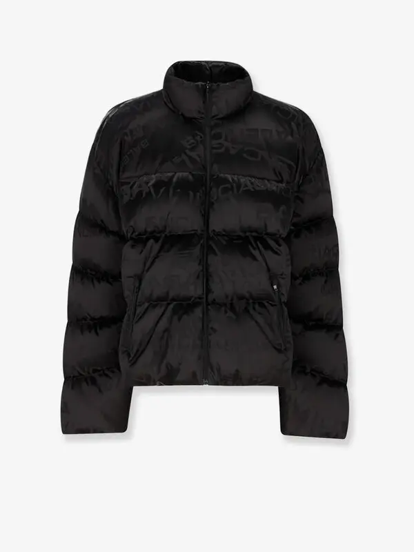 Balenciaga Allover Lettering Logo Nylon Down Jacket