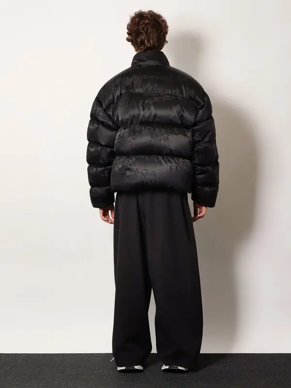Balenciaga Allover Lettering Logo Nylon Down Jacket