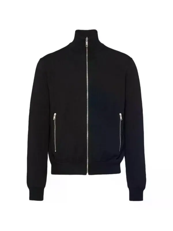 Prada Zip-up Ribbed Knit Jacket