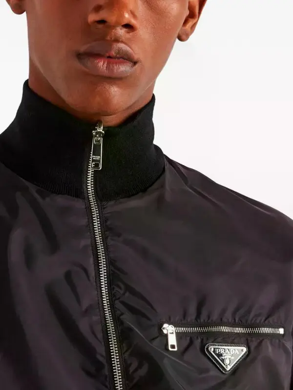 Prada Zip-up Ribbed Knit Jacket