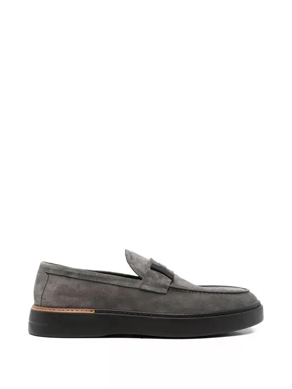 JOHN HARRISON Logo Plaque Suede Loafers
