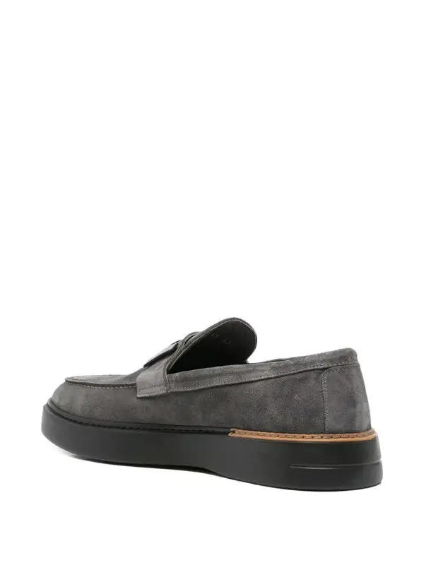 JOHN HARRISON Logo Plaque Suede Loafers