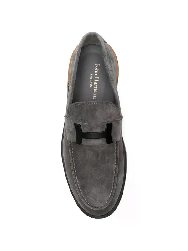 JOHN HARRISON Logo Plaque Suede Loafers