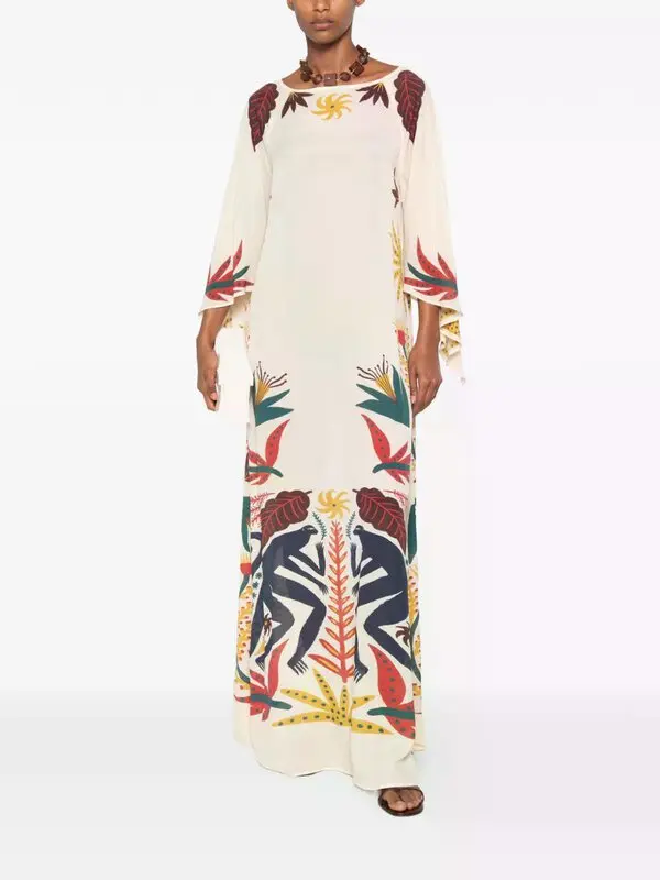 Etro Graphic Print Cape Sleeve Maxi Dress