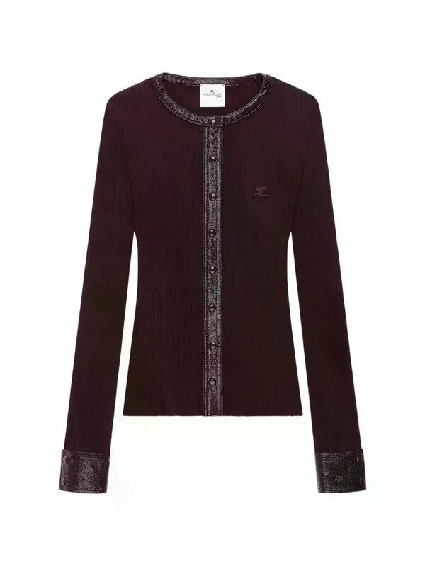 COURREGES Ribbed-knit Cardigan With Vinyl Trim