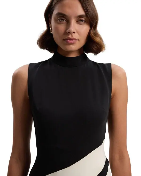 Karen Millen Colour Block High Neck Midi Dress