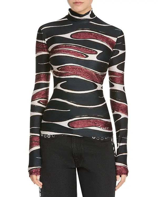 Marni Printed Long Sleeve T Shirt - Black