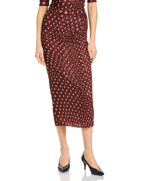 Stella McCartney Polka Dot Mesh Skirt - Burgundy/pink