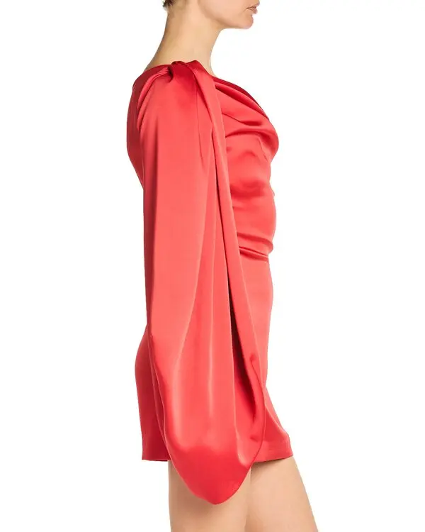 Stella McCartney One-shoulder Satin Mini Dress - Tomato
