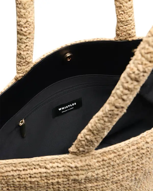 Whistles Woven Straw Tote With Charm Detail