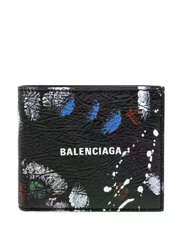 Balenciaga Logo-print Paint-splatter Wallet