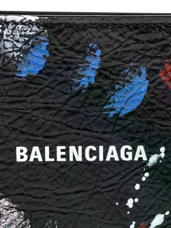Balenciaga Logo-print Paint-splatter Wallet