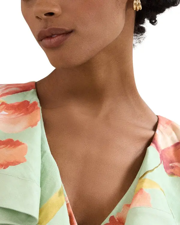 PHASE EIGHT Petites Matilda Floral Wrap Midi Dress - Green
