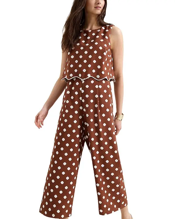 PHASE EIGHT Alia Spot Double Layer Jumpsuit - Tan