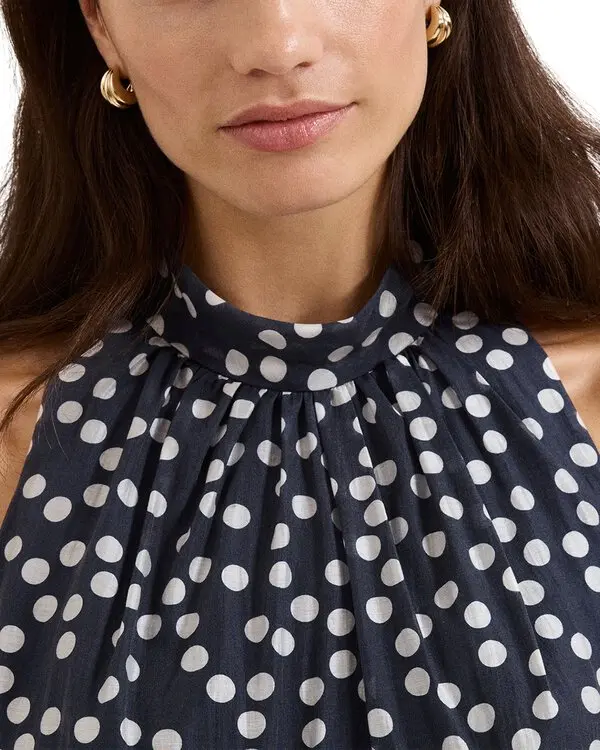 PHASE EIGHT Polka Dot Maxi Dress With Halterneck - Navy