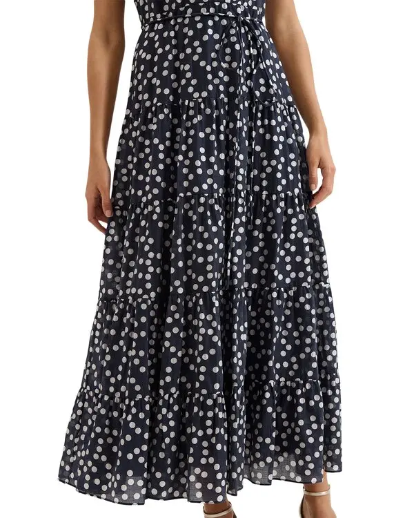 PHASE EIGHT Polka Dot Maxi Dress With Halterneck - Navy