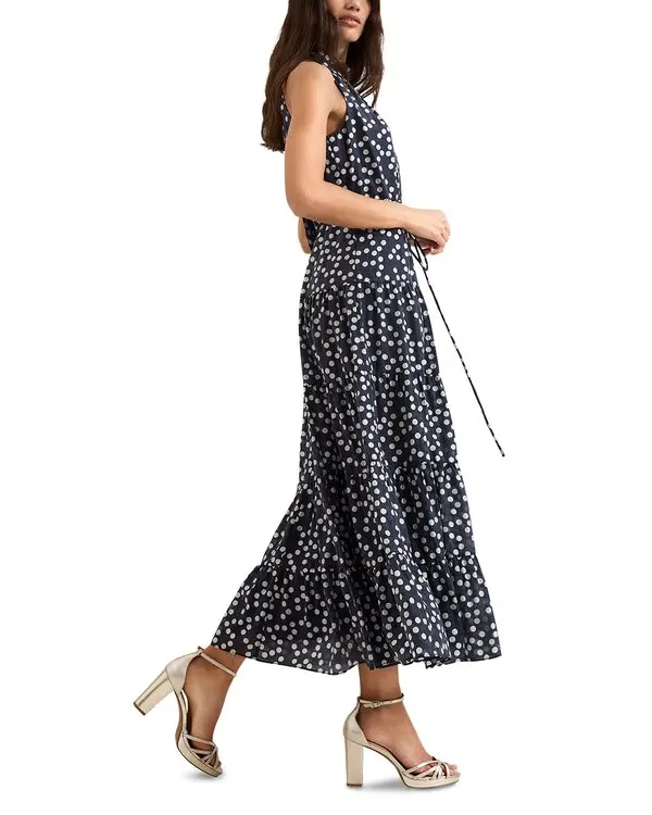 PHASE EIGHT Polka Dot Maxi Dress With Halterneck - Navy