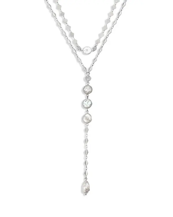Ettika Pearl & Pave Layered Necklaces Set Of 2 - Silver