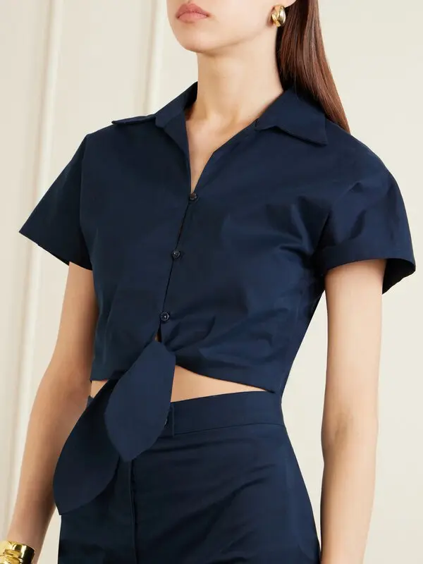 Giuliva Heritage Cropped Tie-front Cotton-blend Shirt