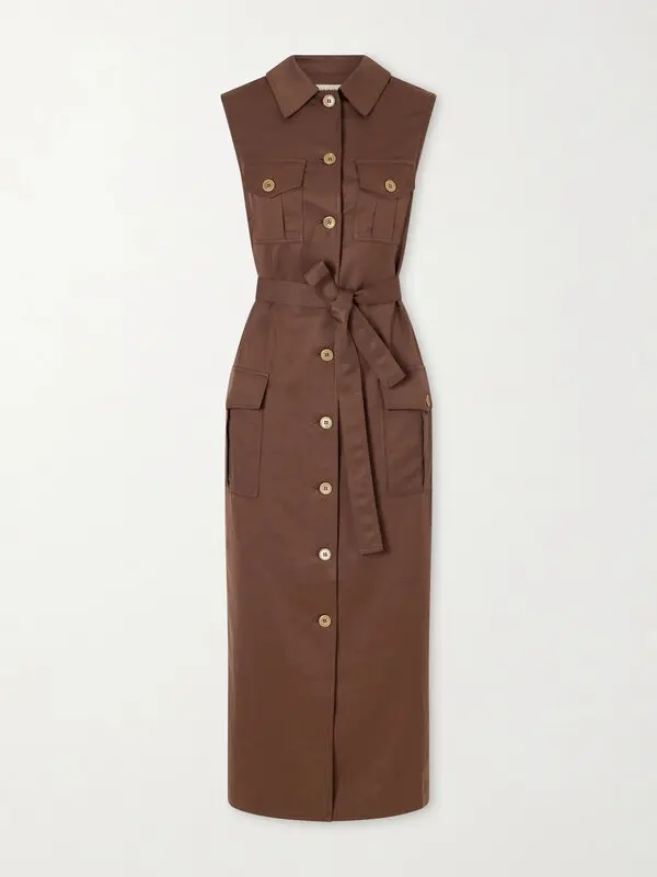 Giuliva Heritage Sleeveless Belted Midi Dress - Brown