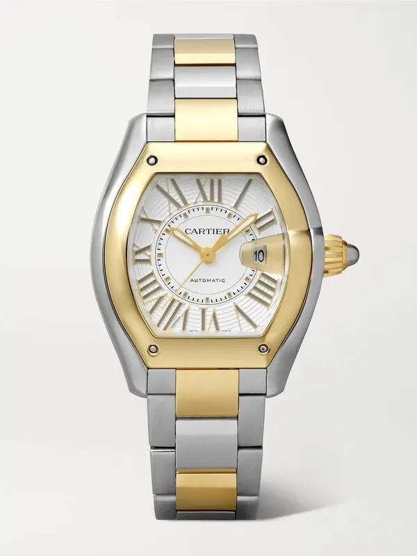Cartier Roadster Medium 42.5mm 18-karat Gold, Steel And Alligator Watch - Gray