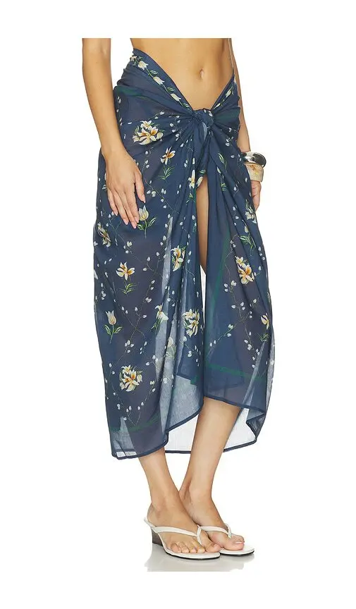 Agua Bendita Floral Print Midi Skirt