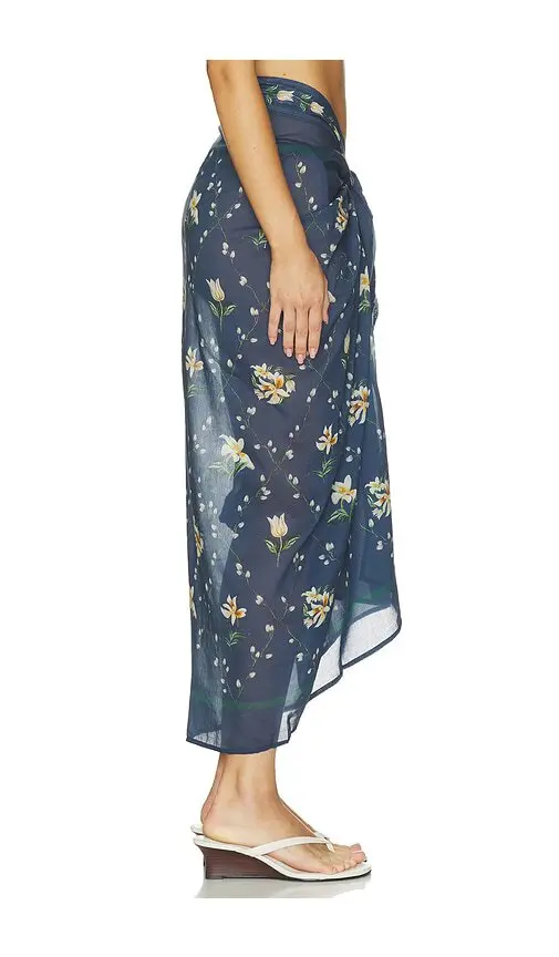 Agua Bendita Floral Print Midi Skirt