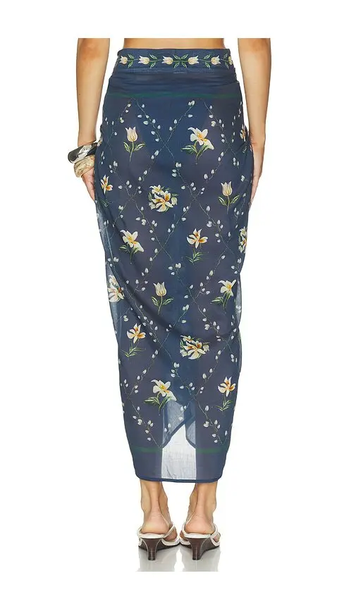 Agua Bendita Floral Print Midi Skirt
