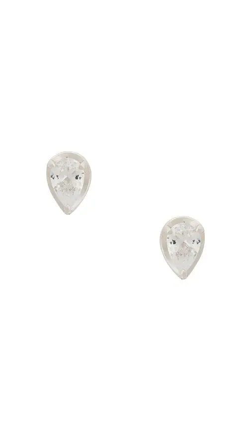 MAZIN JEWELS Pear Cut Cubic Zirconia Stud Earrings - Silver